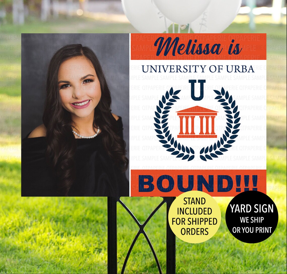 College Bound Yard Sign Printed College Logo Sign Graduating - Etsy