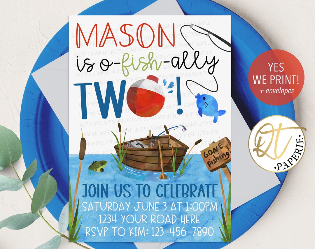 Ofishally Two Invitation, Fishing Birthday Invitation, Fish 2nd ...