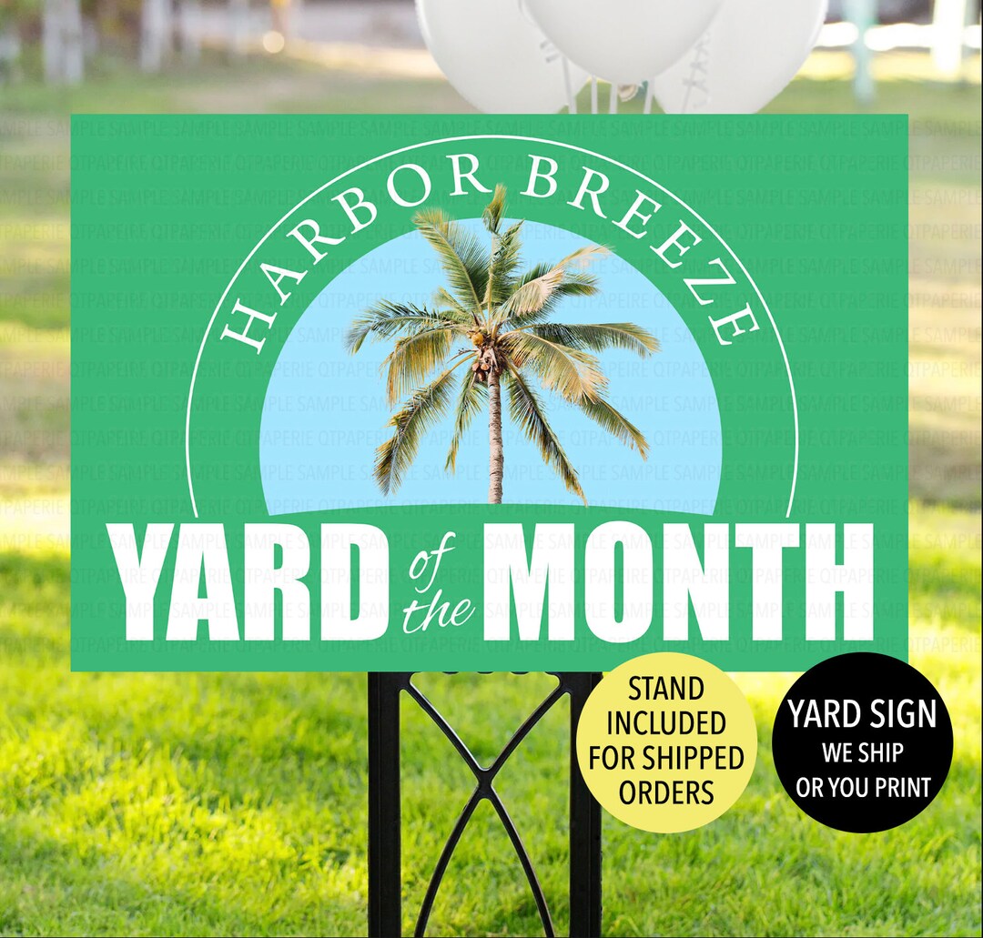 Palm Tree Yard of the Month Sign, Neighborhood Yard Sign, Printed Yard ...
