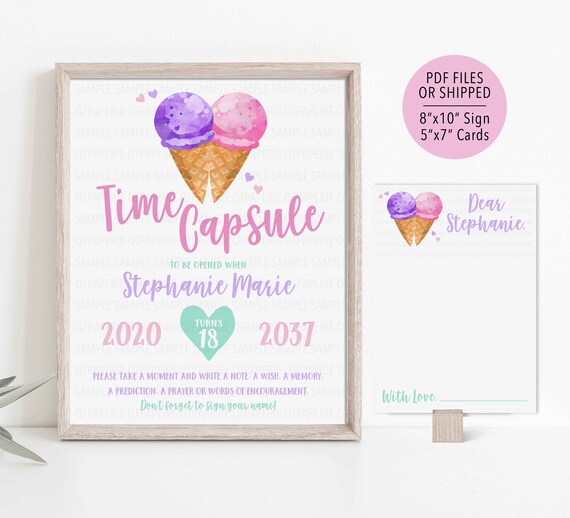 Ice Cream Time Capsule Ice Cream Party Decorations Printed | Etsy