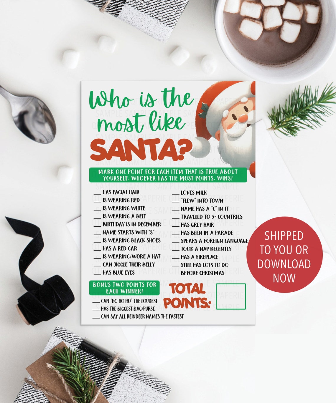 Who is Most Like Santa Game, Funny Family Christmas Game, Printable ...