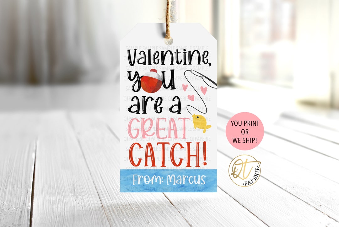 You're A Great Catch Valentine Tag, Fish Valentine Day Tag, Fish ...