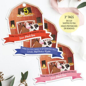 Farm Birthday Thank You Tag, Girl Farm Thank You Tag, Pink Farm ...