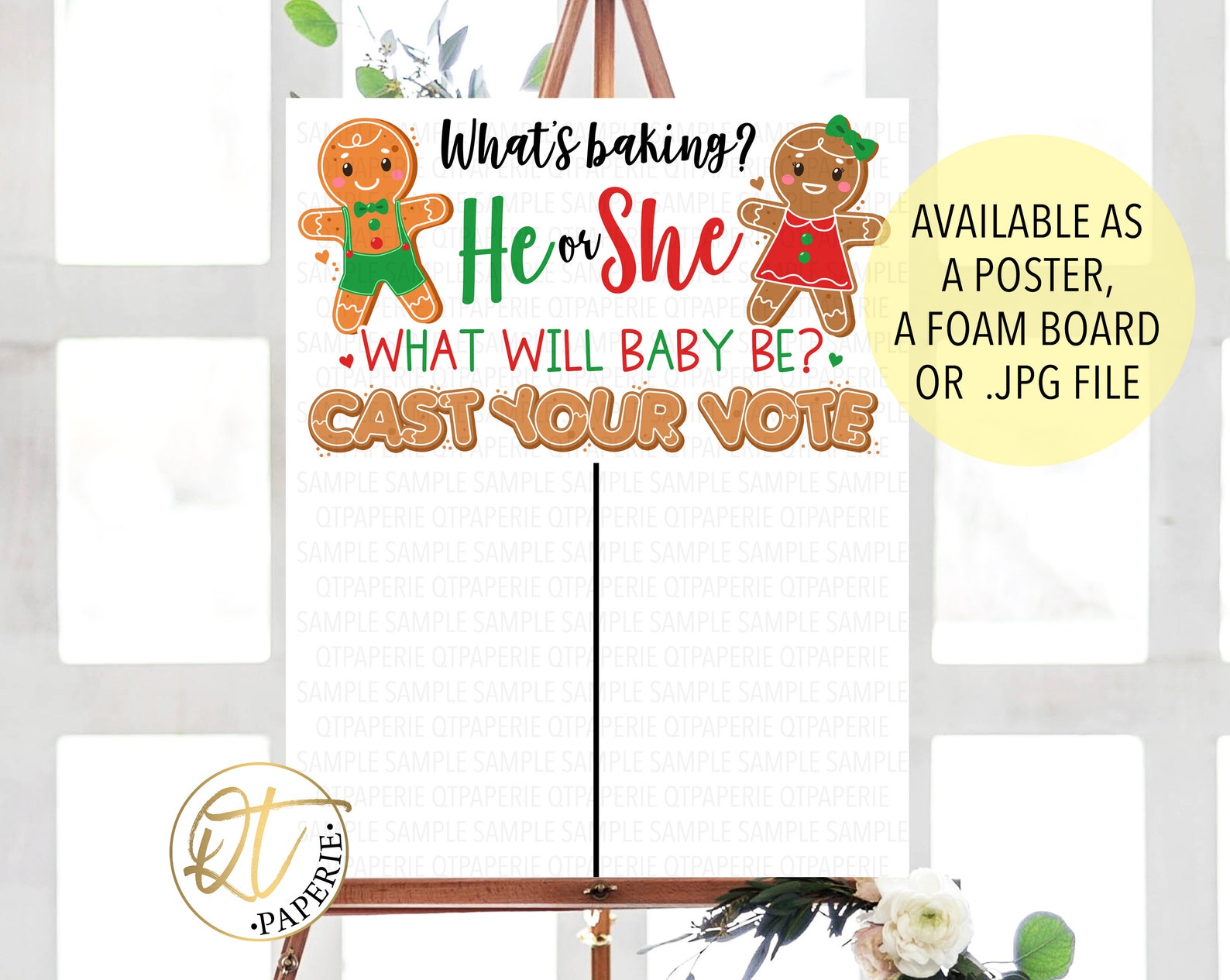 Gingerbread Gender Voting Sign, Christmas Reveal, What's Baking Gender ...