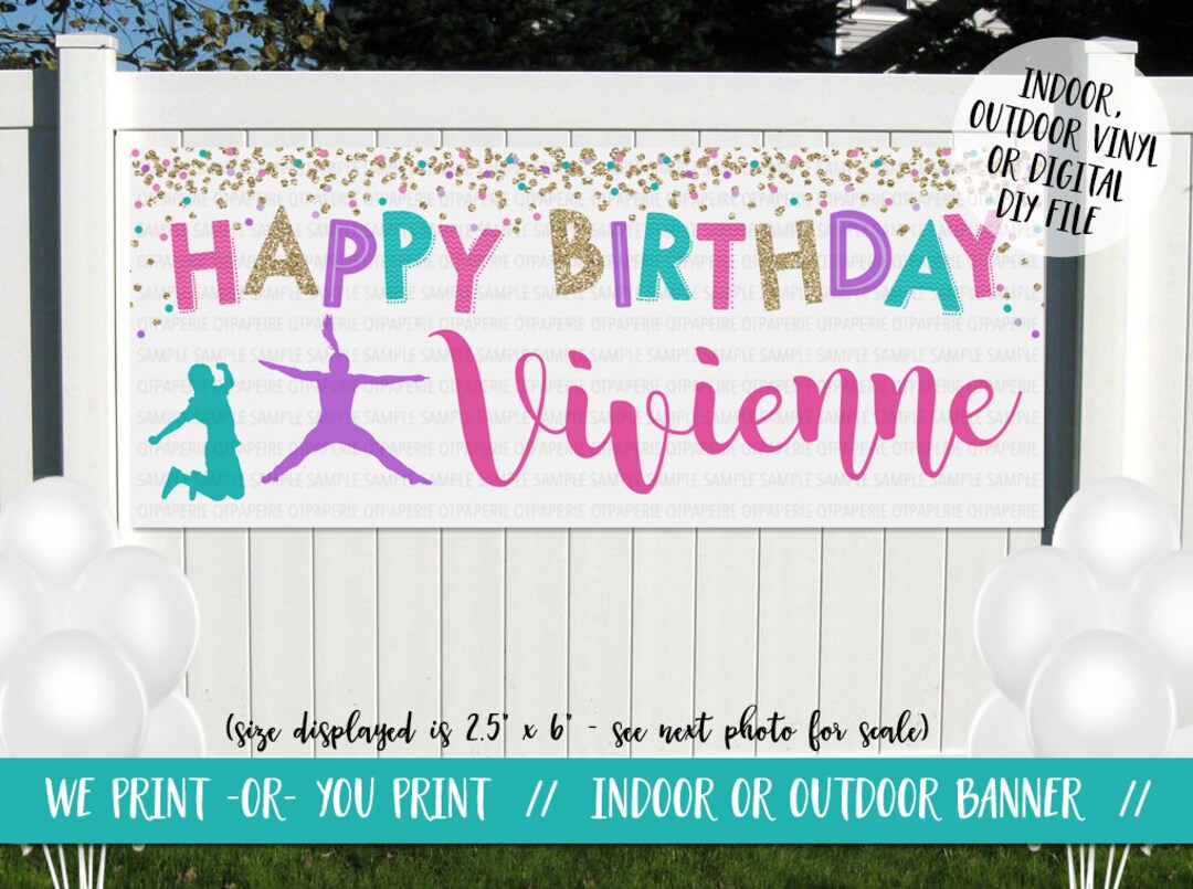 Jump Birthday Banner, Trampoline Birthday Decoration, Jump Banner ...