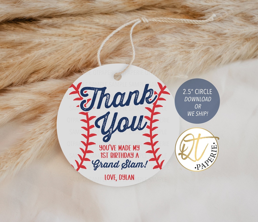 Baseball Thank You Tag, Baseball 1st Birthday Tag, Baseball Party Favor ...