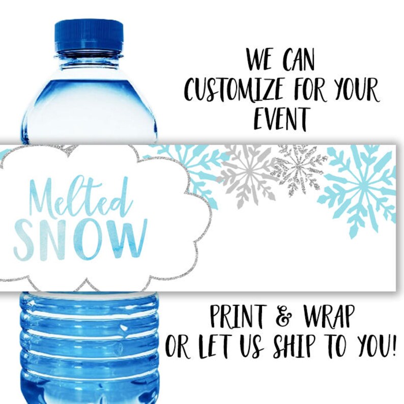 Melted Snow Water Bottle Labels Onederland Birthday Water | Etsy