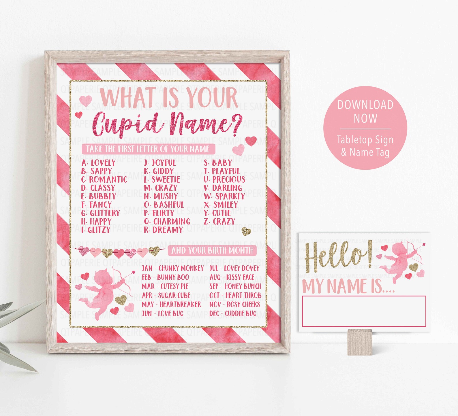 Cupid Name Sign, Valentine Birthday Game, What is Your Cupid Name Game ...