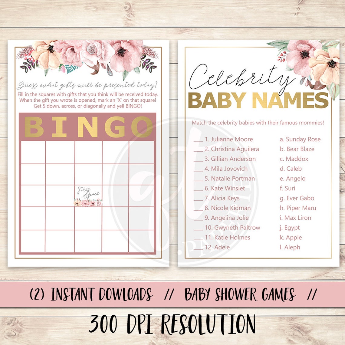 Celebrity Baby Name Baby Shower Game Floral Baby Name Game - Etsy