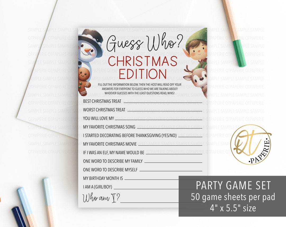 Christmas Guess Who Game, Funny Family Christmas Game, Printable ...