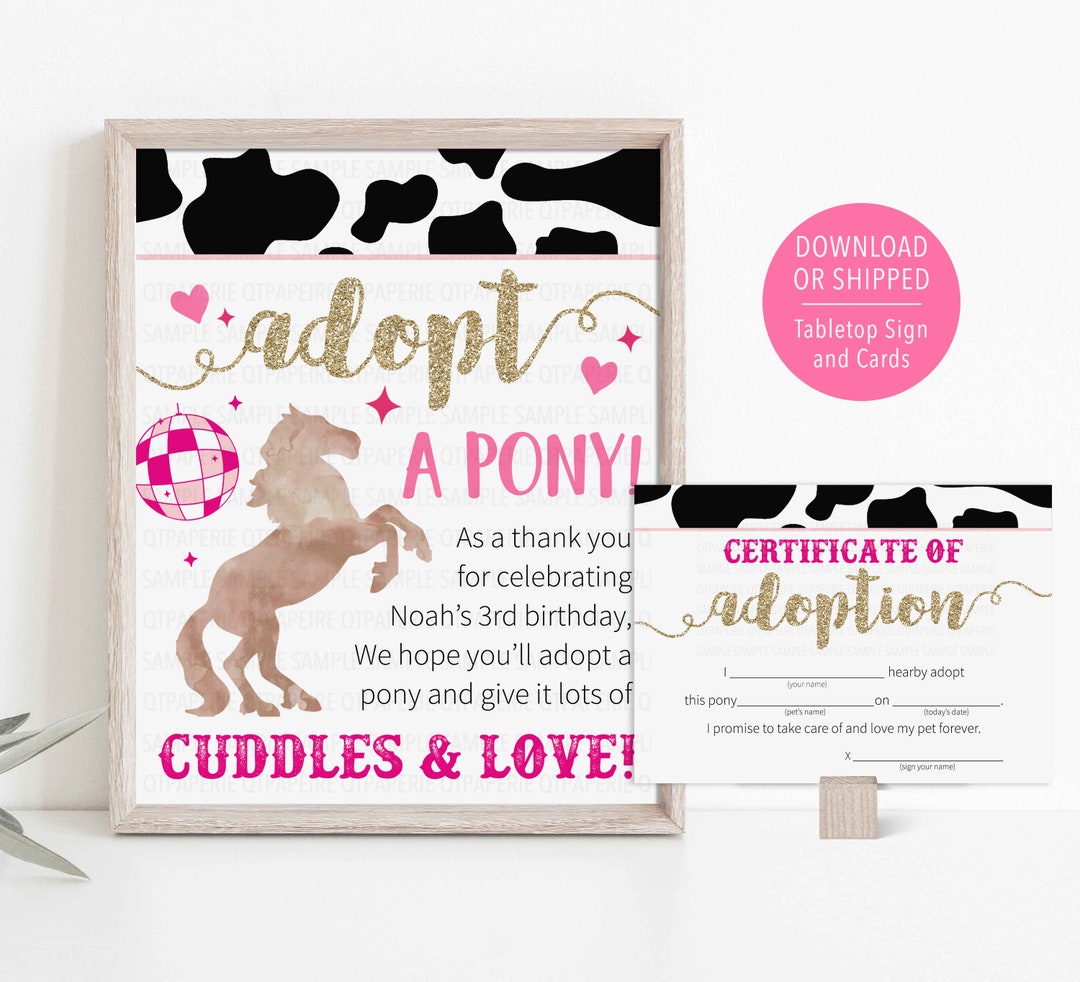 Disco Cowgirl Pony Adoption Sign, Adopt a Pony, Space Cowgirl Horse ...