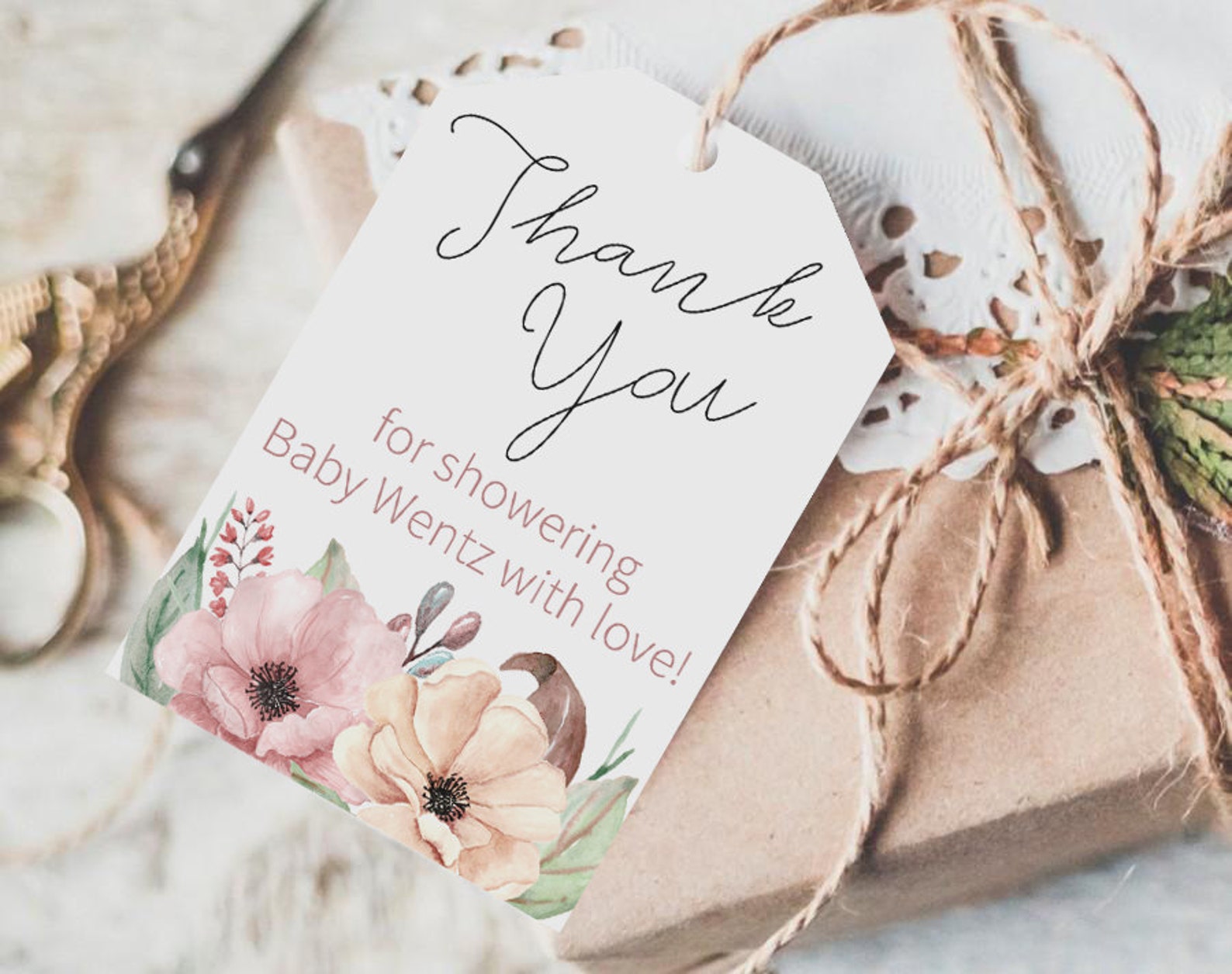 Baby Shower Tag Floral Baby Shower Baby Shower Gift Tag | Etsy