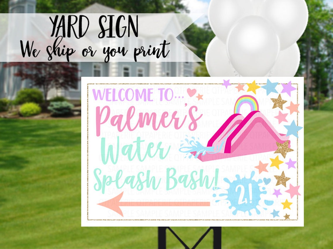 Water Slide Party Direction Sign Water Slide Birthday Sign | Etsy