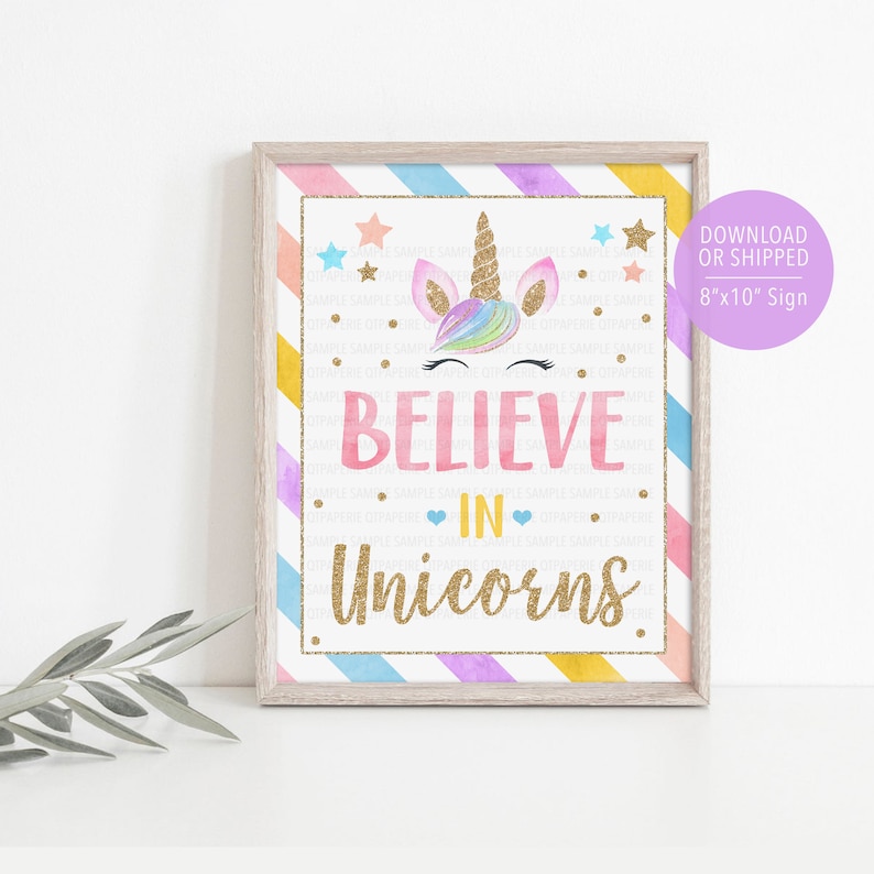 Unicorn Sign, Believe in Unicorns Sign, Unicorn Birthday Sign, Unicorn ...