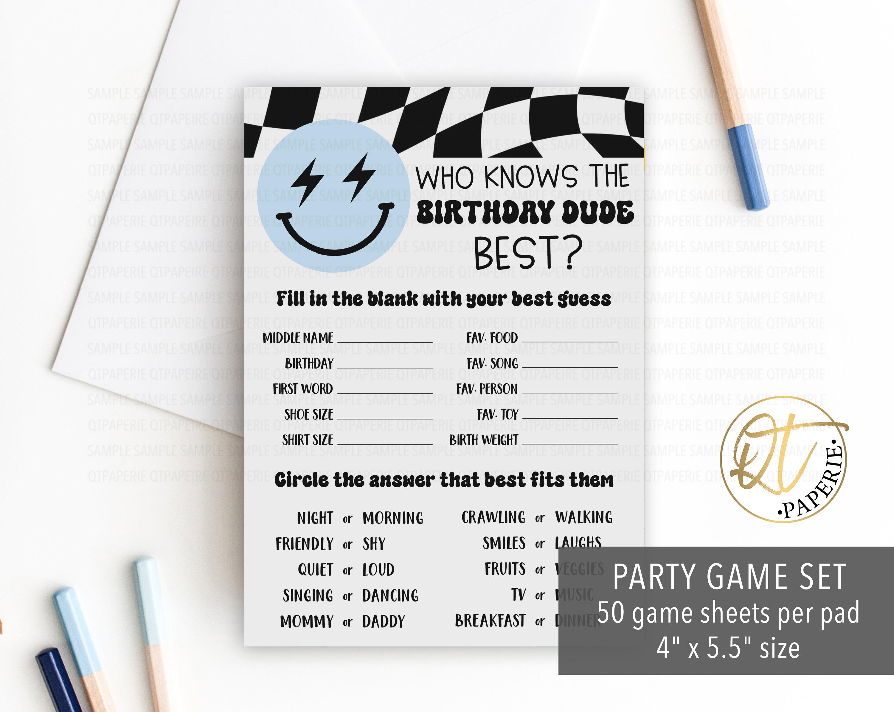 One Happy Dude Birthday Game, Printable 1st Birthday Trivia, Smiley ...