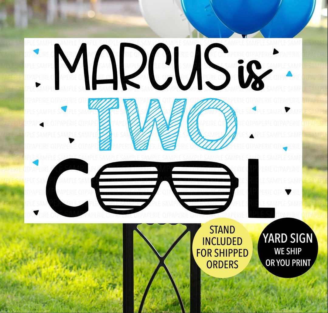 Two Cool Birthday Welcome Sign, 2 Cool Sunglasses Yard Sign, Summer ...