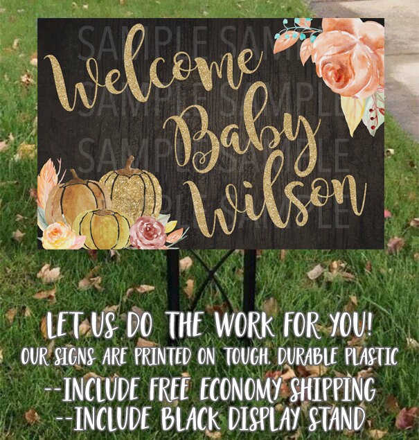 Fall Flower Baby Shower Welcome Sign, Fall in Love With Baby, Pumpkin ...