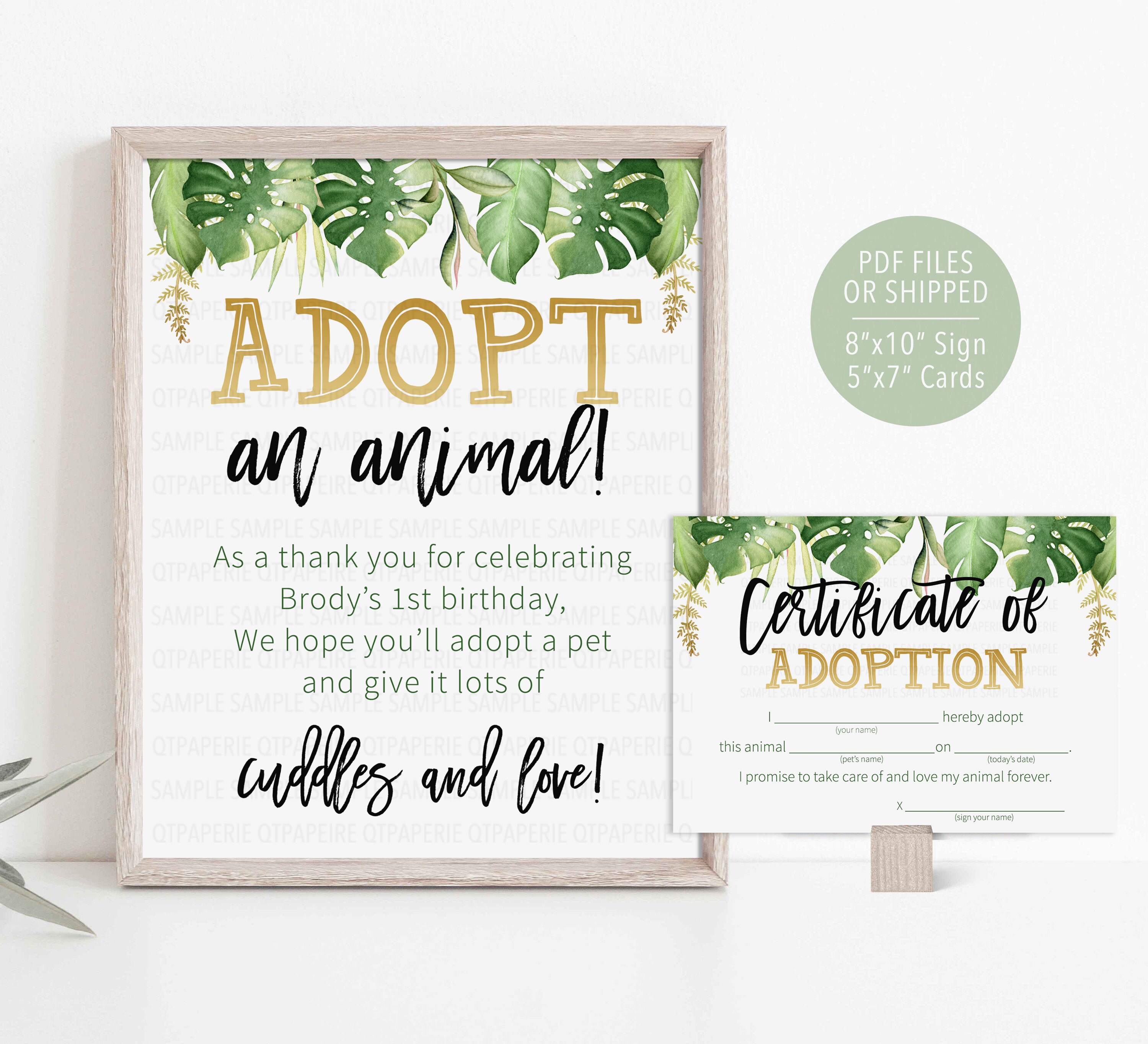 Adopt an Animal Sign Jungle Adoption Certificate Wild - Etsy