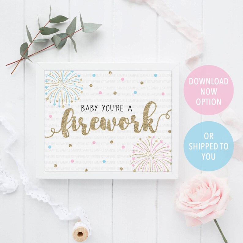 Baby You're A Firework Sign Firework Gender Reveal Sign - Etsy