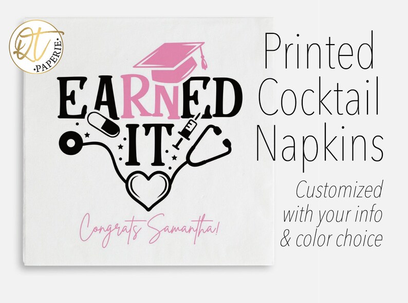 Earned It RN Napkin, Nurse Graduation Decoration, Nursing Graduation ...