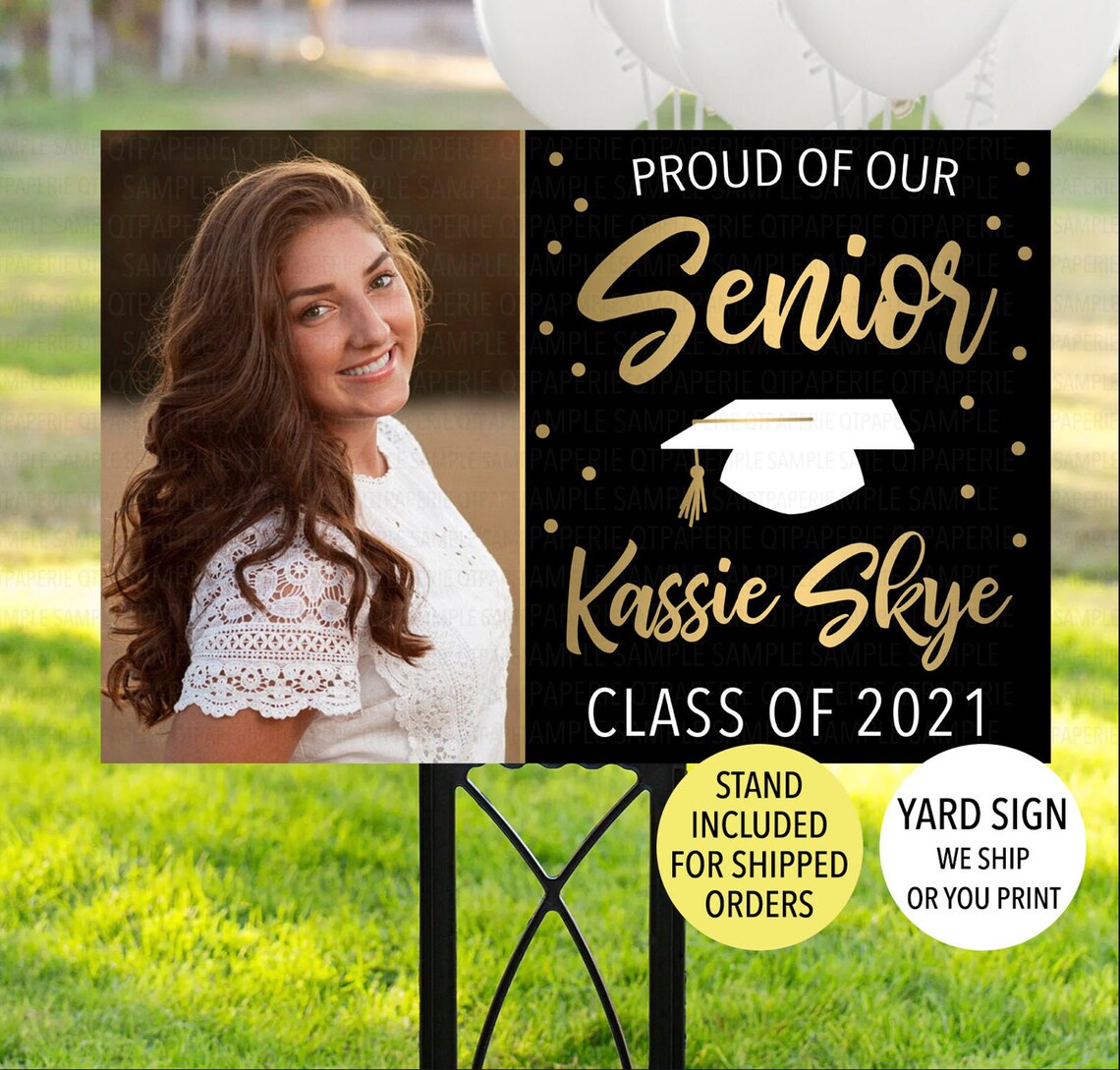 Senior Yard Sign Graduation Yard Sign Gold Graduation Sign | Etsy