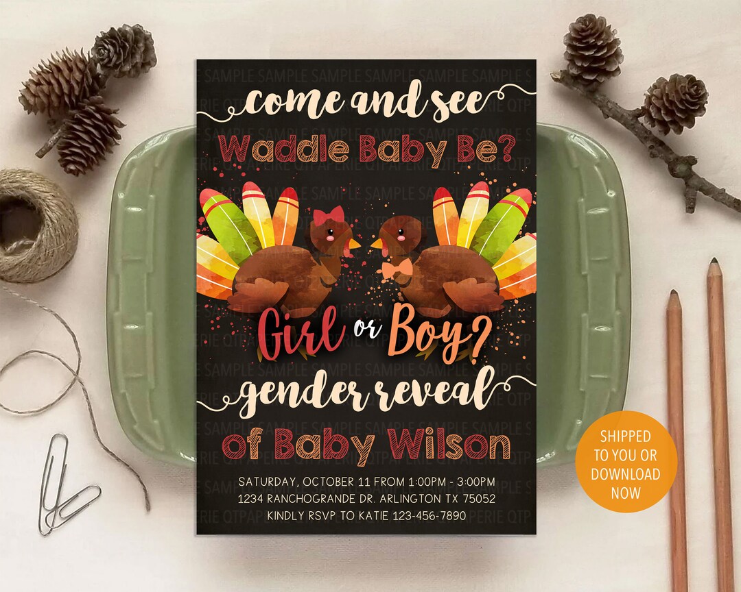 Thanksgiving Gender Reveal Invitation, Thanksgiving Reveal Invitation ...