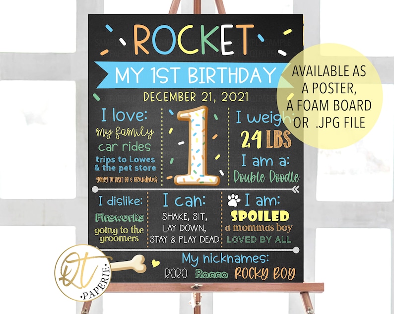 Dog First Birthday Sign Puppy 1st Birthday Poster Puppy - Etsy
