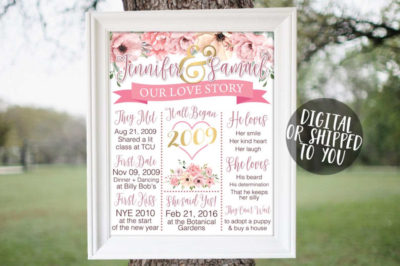Spring Wedding Sign, Flower Bridal Shower Sign, Couples Love Story Sign ...
