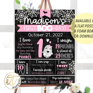 Boo-day Party Sign, Halloween Birthday Sign, Halloween 1st Birthday ...