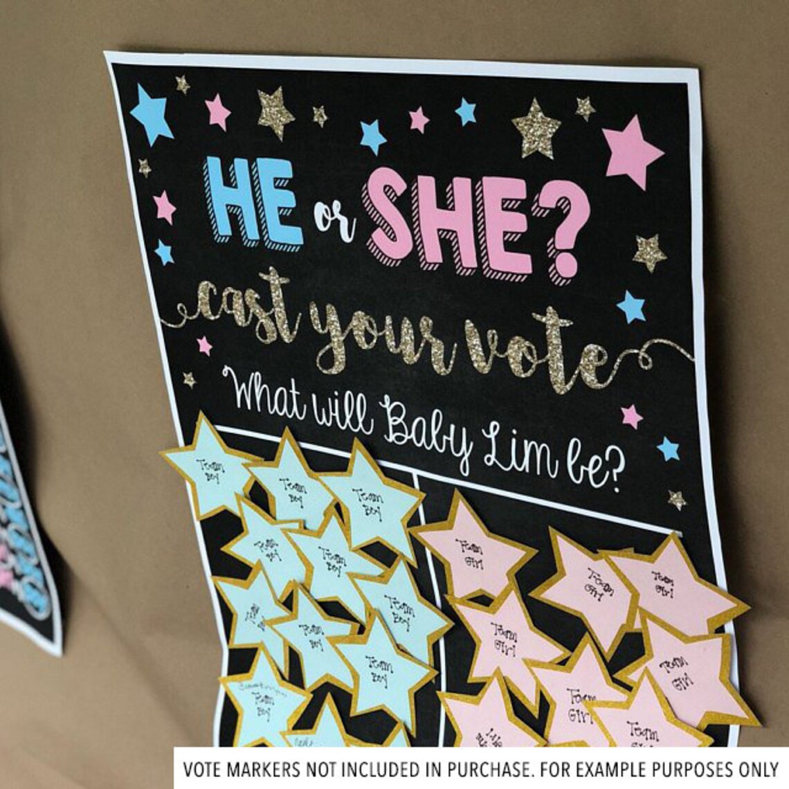 Star Gender Vote Sign Star Gender Reveal Sign Star Gender - Etsy