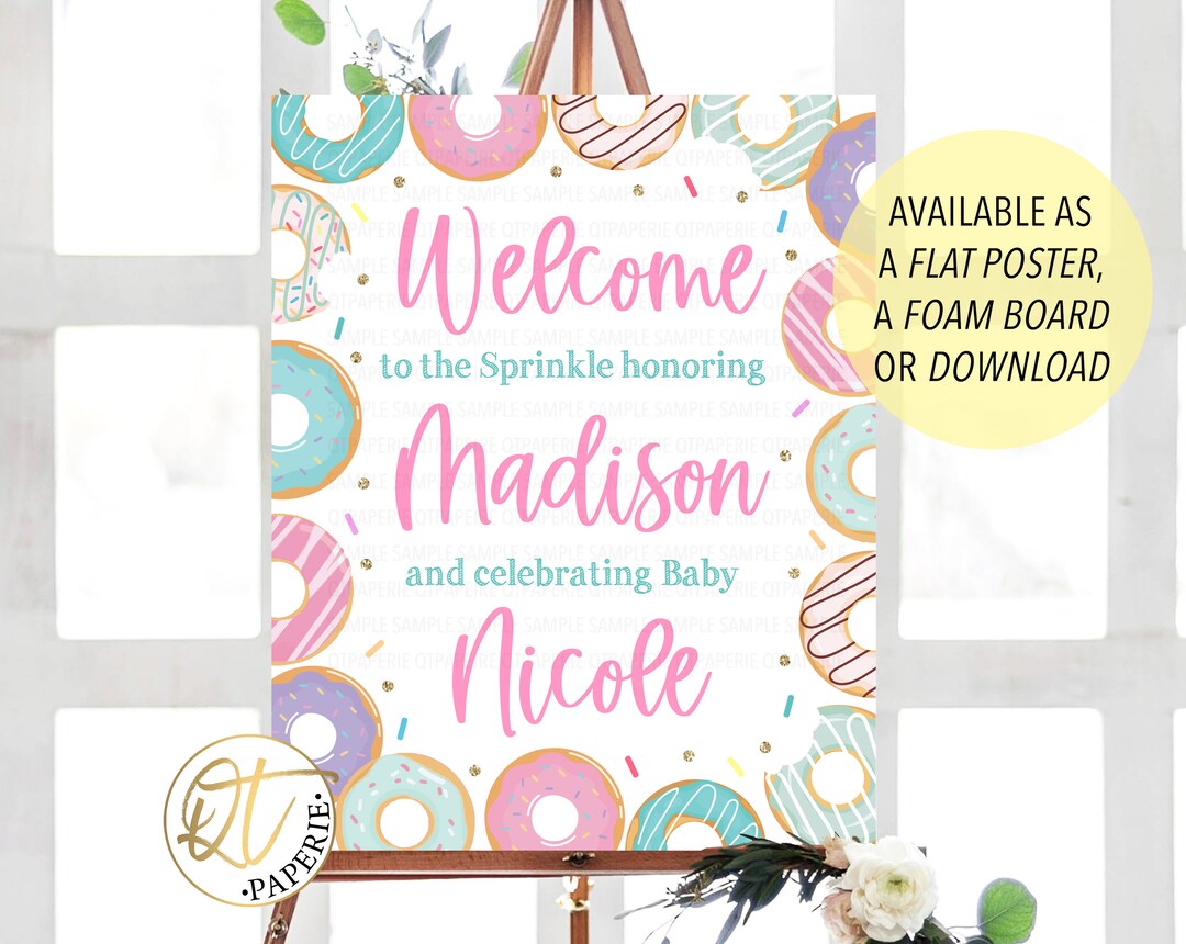 Donut Sprinkle Welcome Sign, Donut Baby Shower Sign, Donut Sign, Donut ...