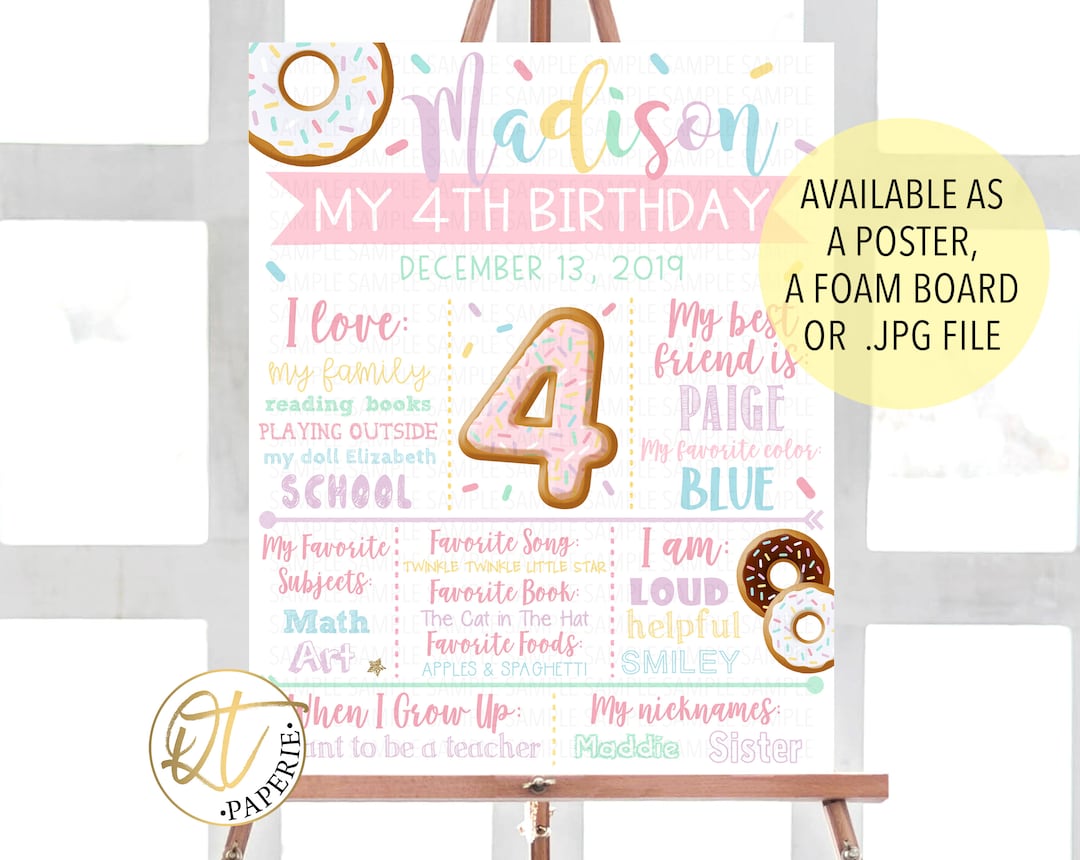 Donut Birthday Sign, Donut Birthday Poster, Donut Chalkboard Sign ...