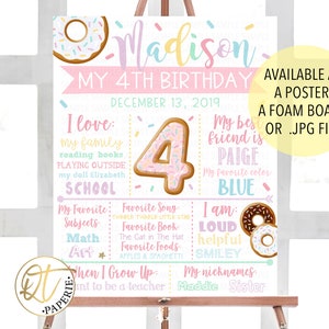 Donut Birthday Sign, Donut Birthday Poster, Donut Chalkboard Sign ...