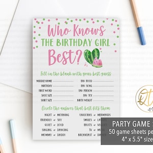Watermelon Birthday Game One in a Melon Party Game Who Knows - Etsy