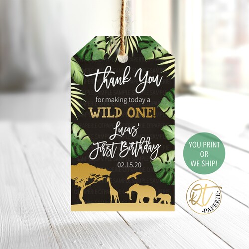 Wild One Birthday Tag Safari Animal First Birthday Tag - Etsy
