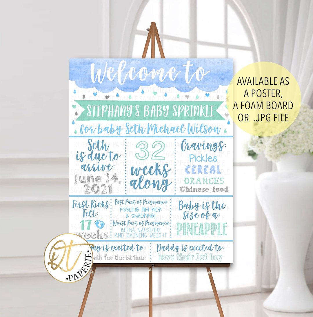 Rain Baby Sprinkle Board, Baby Sprinkle Pregnancy Board, Rain Baby ...