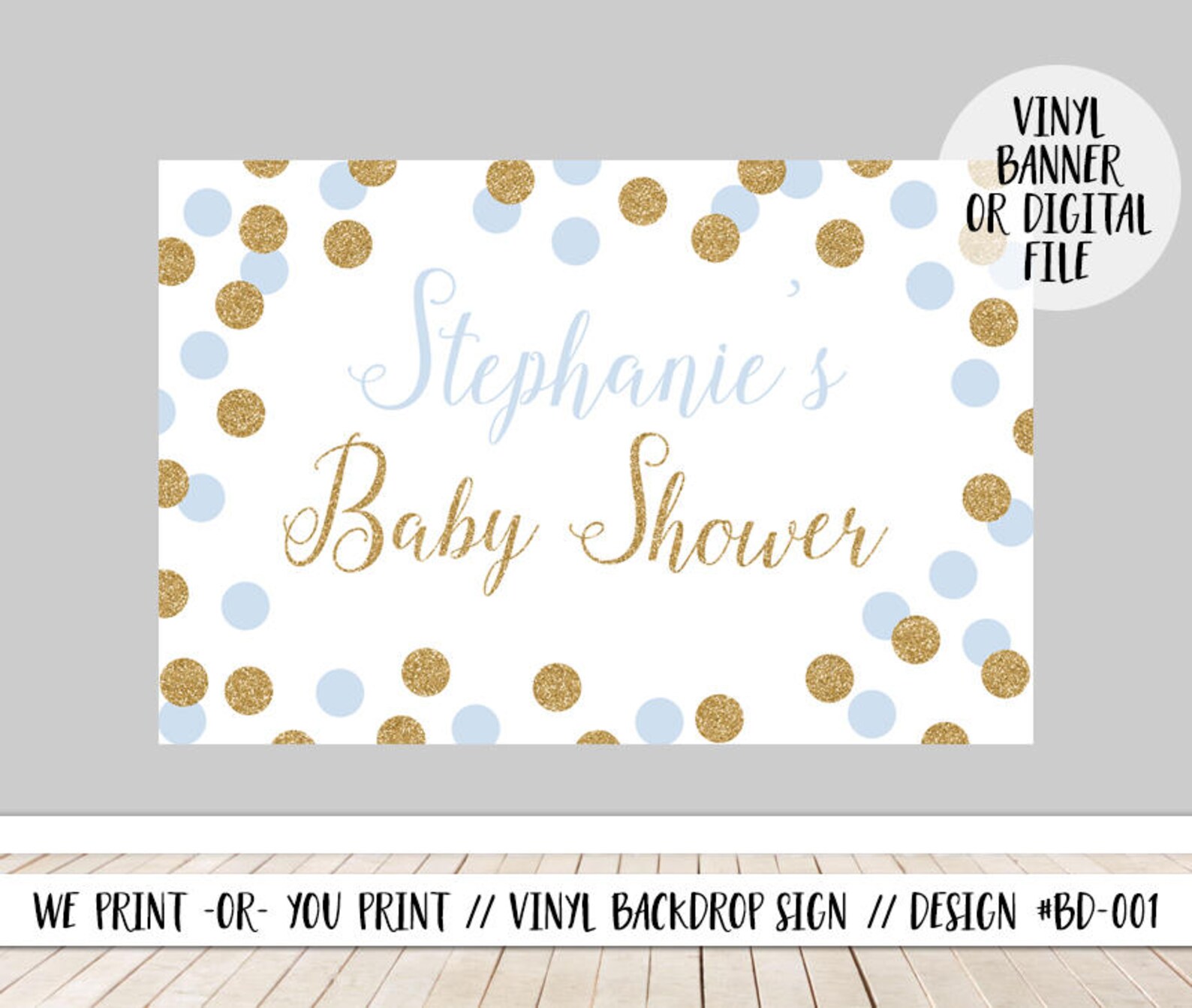 Blue Baby Shower Welcome Boy Baby Shower Backdrop Blue Gold | Etsy