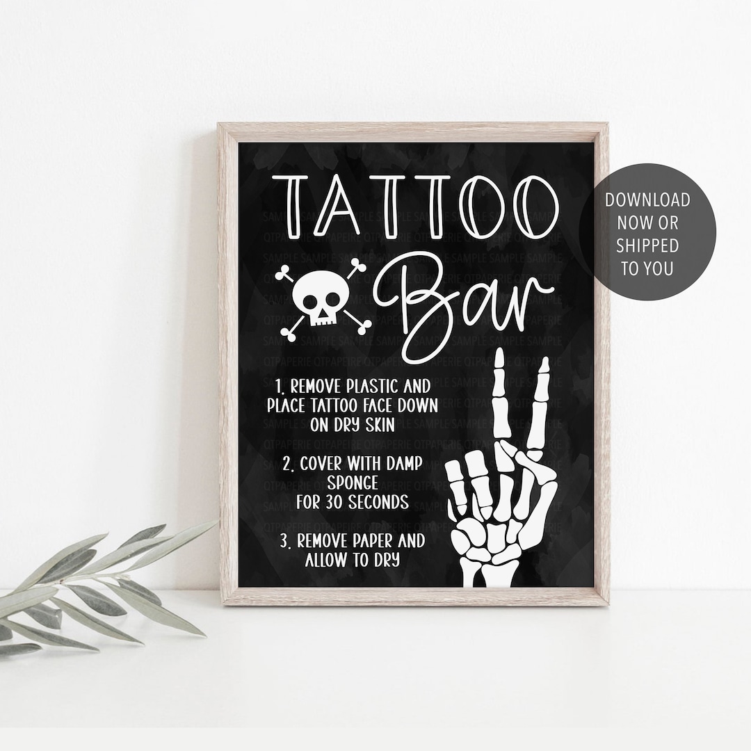 Bad TWO the Bone Tattoo Bar Sign, Skull Bones Tattoo Bar Sign, Rock on ...