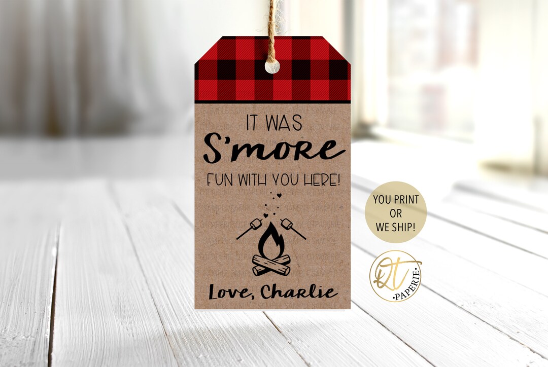 Printed Smores Tag, It Was Smore Fun With You Tag, Smore Party Favor ...