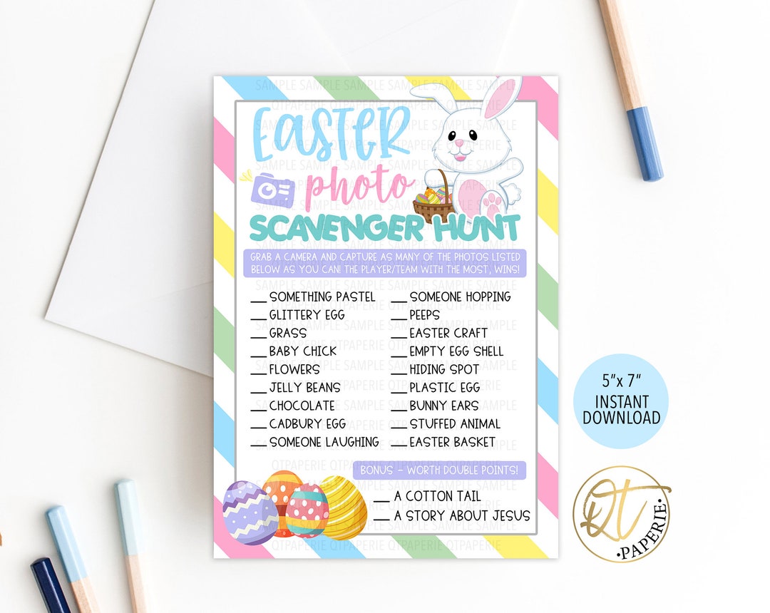 Easter Photo Scavenger Hunt Game, Kids Easter Scavenger Hunt, Easter ...