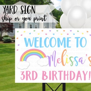 Pastel Rainbow Birthday Sign, Rainbow Yard Sign, Pastel Rainbow ...
