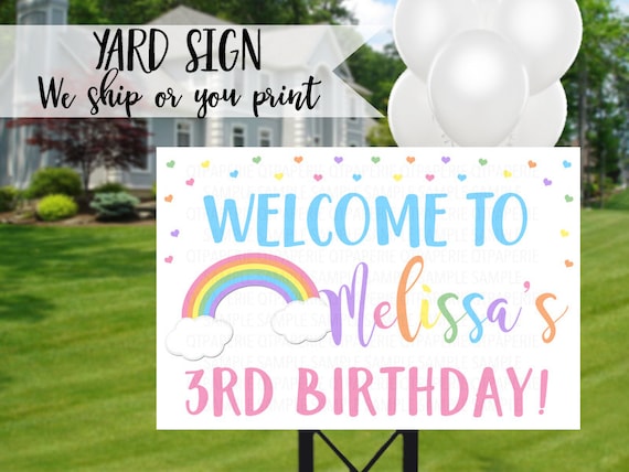 Pastel Rainbow Birthday Sign Rainbow Yard Sign Pastel | Etsy