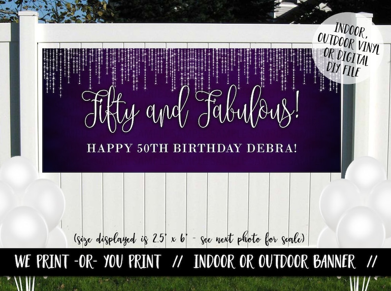 Fifty and Fabulous Banner 50th Birthday Vinyl Banner - Etsy