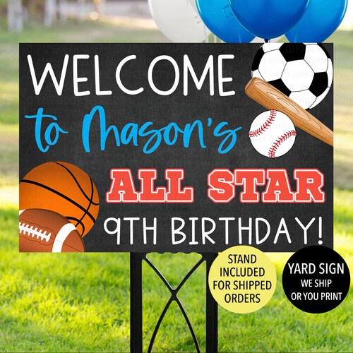 All Star Sports Birthday Yard Sign Sports Birthday Sign - Etsy