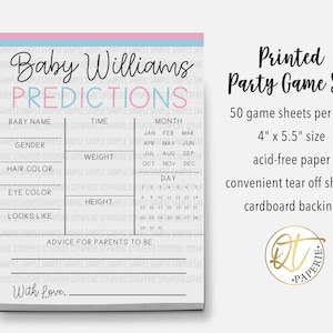 Gender Reveal Game, Baby Predictions Game, Printed Gender Reveal Game ...