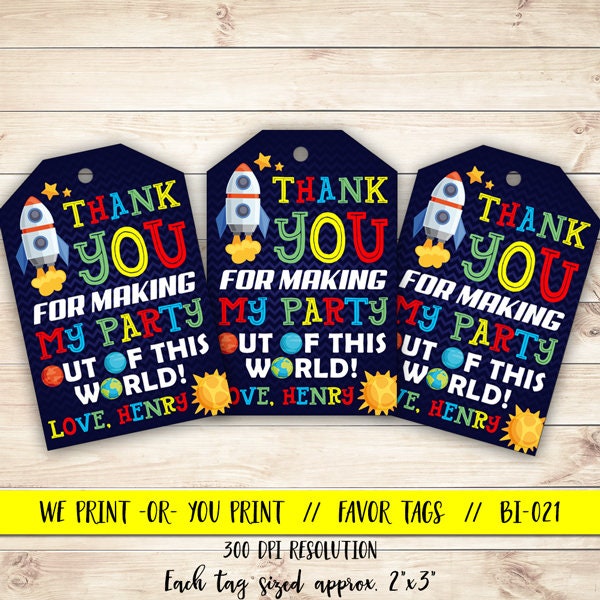 Outer Space Thank You Tag, Outer Space Tag, Outer Space Birthday Tag ...