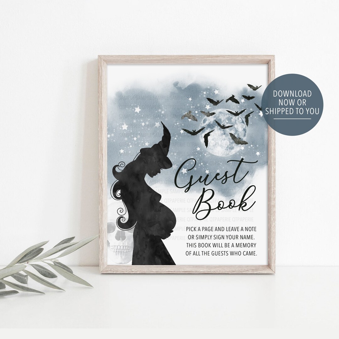 Halloween Baby Shower Guest Book Sign, Spooky Baby Shower Decoration ...