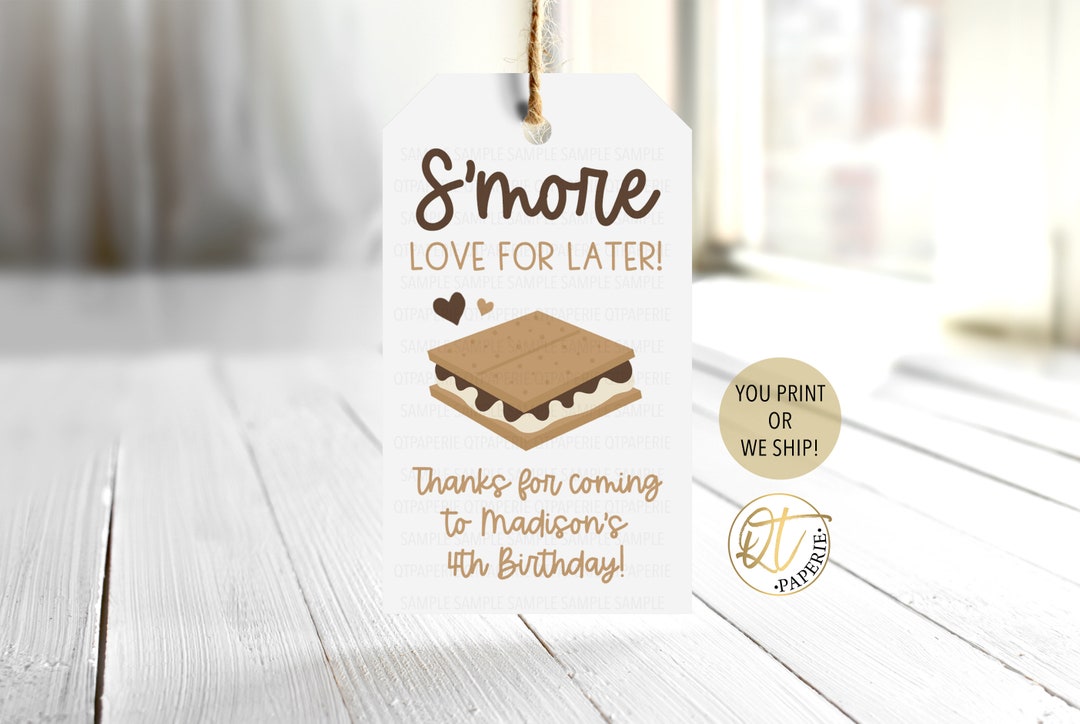 Smores Birthday Tag, Smores Thank You Tag, Smore Love for Later Tag ...