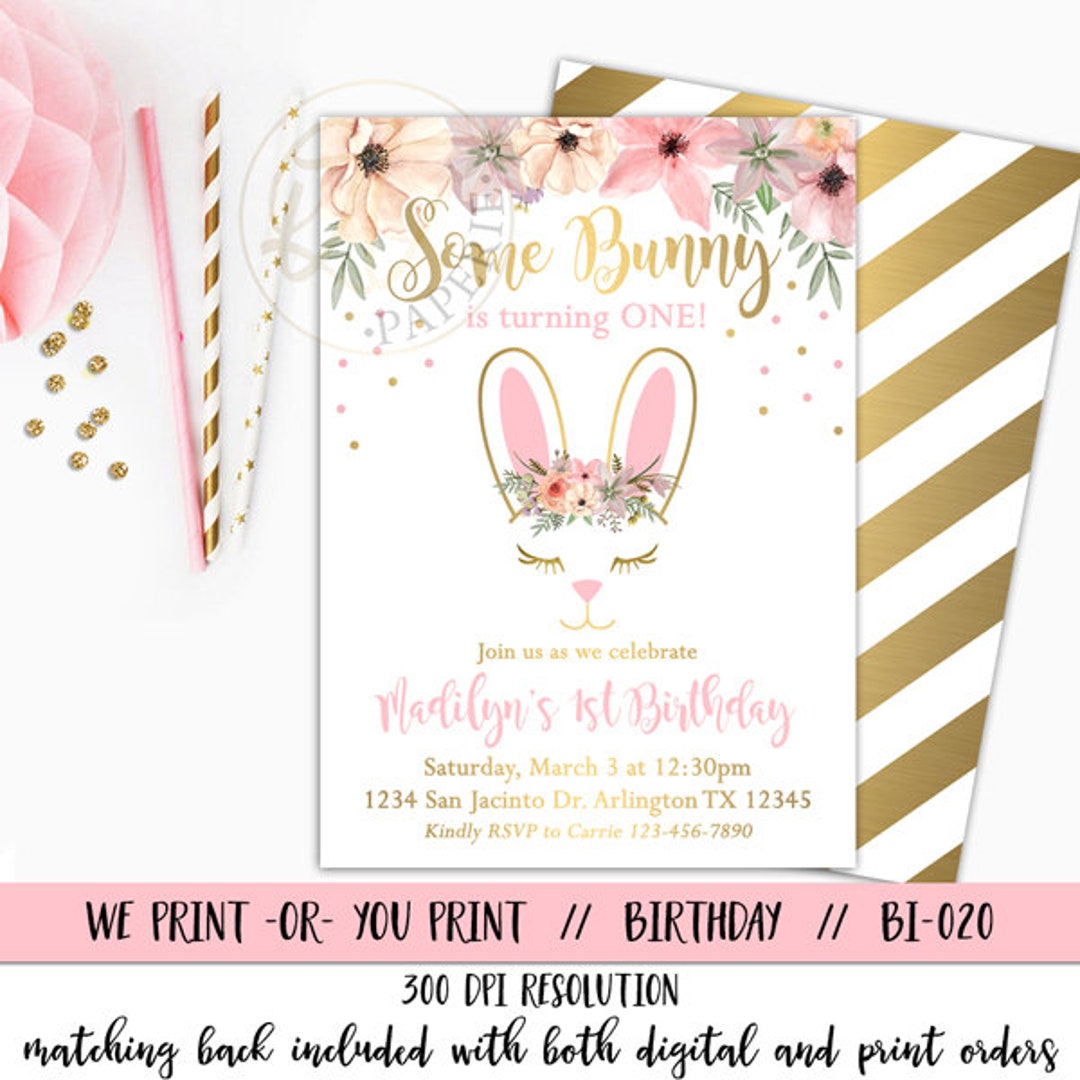 Bunny Invitation, Easter Birthday Invitation, Some Bunny, Bunny Invite ...