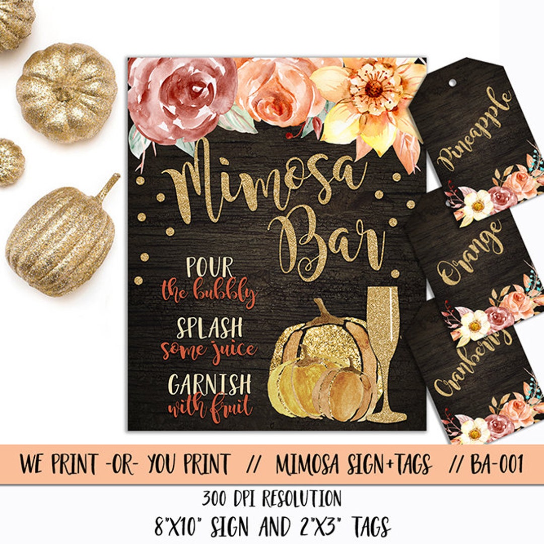 Fall Mimosa Bar Sign, Pumpkin Mimosa Bar, Rustic Mimosa Bar, Fall in ...